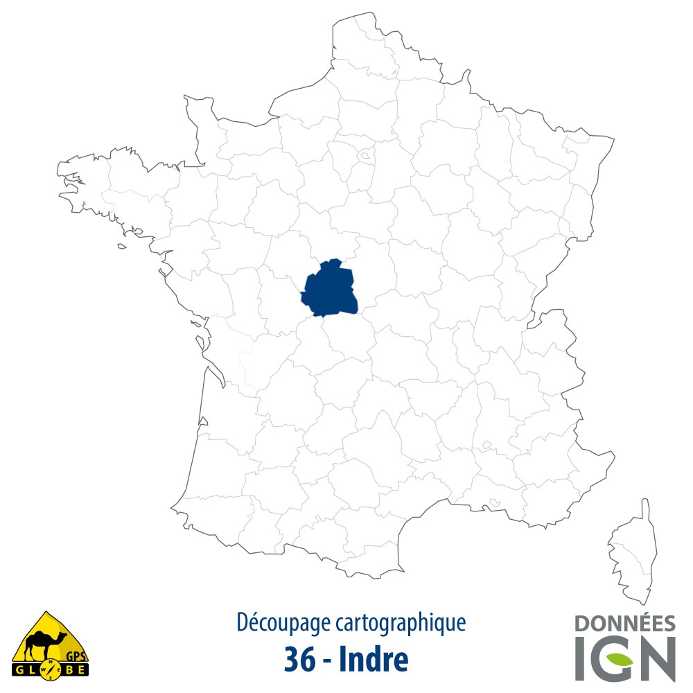 Carte IGN au 1 : 25 000 pour GPS - Indre