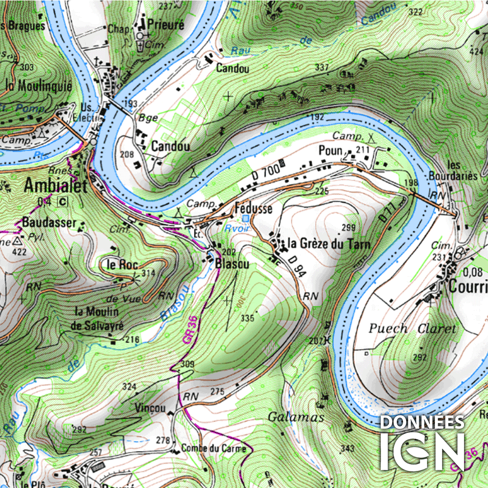 Carte IGN au 1 : 25 000 pour GPS - Tarn (81)
