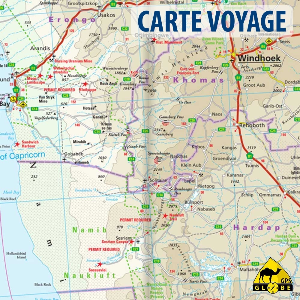 GPS Globe - Carte touristique de l'Afrique Australe au 1 : 2 500 000